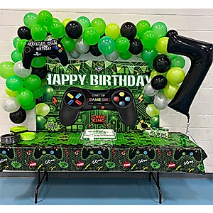 Video Game Theme Party Backdrop Video Game Happy Birthday Backdrop for Game Fans Boys Room Wall Decoration Game Party Photograph Background 7x5ft