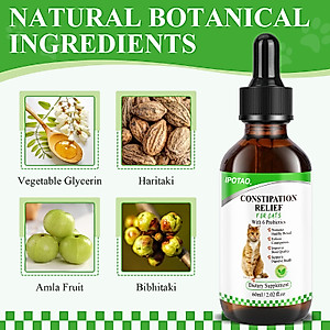 IPOTAO Cat Constipation Relief, Constipation Relief for Cat, Cat Laxative Constipation Relief, Natural Cat Stool Softener for Digestive Health, 60ml