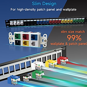 Lysymixs Keystone Jack Cat6 Slim 25 Pack, Cat6 Keystone Jacks 90 Degree, RJ45 Keystone Jack Punch Down White, Compatiable for High-Density Network WallPlate or Patch Panels