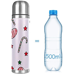 Stainless Steel Leather Vacuum Insulated Mug Merry Christmas Thermos Water Bottle for Hot and Cold Drinks Kids Adults 16 Oz