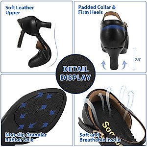 Ankle Strap Heels Ballroom Latin Salsa Dance Pumps Womens Character Shoes, 7 M US Black