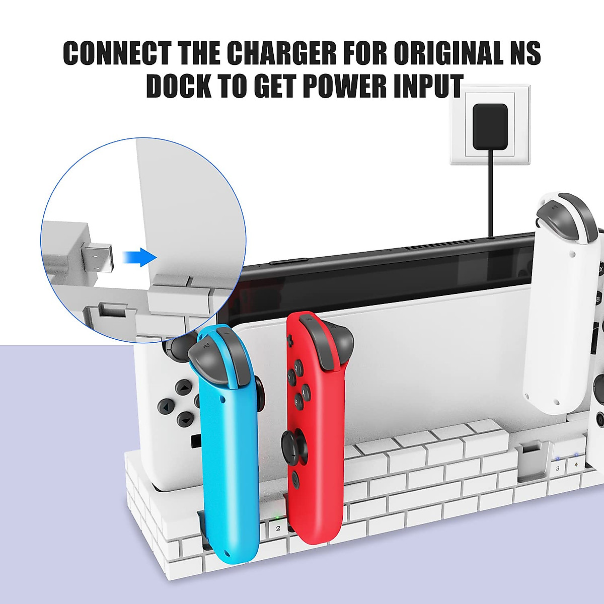 IQIKU Joy Con Charging Dock for Switch/Switch OLED, JoyCon Charger, Switch Controller Charger Available to Charge 1-6pcs Joycons&Holder of 8 Game Cards