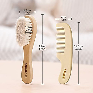 haakaa Baby Hair Brush and Comb Set for Newborns & Toddlers, Natural Hair Comb Wooden Comb Perfect Baby Shower and Registry Gift - Ideal for Cradle Cap