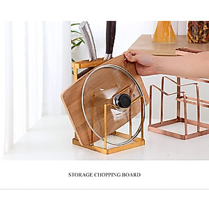 Knife Holder Bakeware Organizer Pot Lid Holder Rack for Pots, Cake Molds, Cutting Boards, Mats, Cookware-Rose Gold