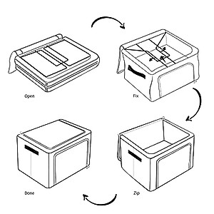 Furnhome Cute Storage Bins, Foldable Toy storage bins-Stackable Stuffed Animal Storage Bins,Lovely Clothes Storage Bins, Sturdy Storage Chest with Zippers & Clear Window & Steel Frame & Carry Handles(Walrus,Small×2).