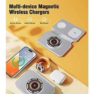 3 in 1 Charging Station for Apple Devices,21W Mag-Safe Wireless Charger,Foldable Travel Charger for Multiple Devices for iPhone15-12Series, AirPods and iWatch Series(Adapter and Travel Case Included)
