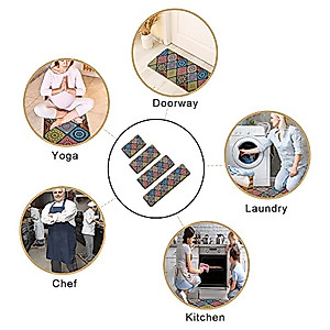 QiyI Anti Fatigue Kitchen Mat 1 Piece Boho Kitchen Rug Waterproof Oil Proof Runner Rug Floral Medallion Laundry Comfort Standing Mat Cushioned Area Doormat 17" W x 29" L - Ethnic Traditional Pattern