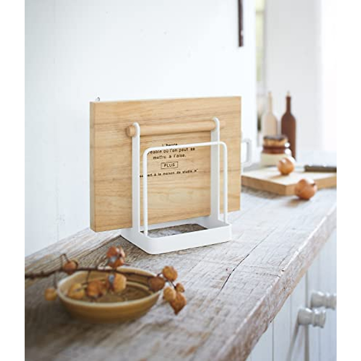 Yamazaki Home Cutting Board Stand, Water Resistant, No Assembly Req, White, One Size