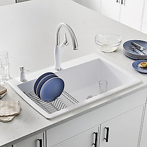 BLANCO, White 440195 DIAMOND SILGRANIT Super Single Drop-In or Undermount Kitchen Sink, 33.5" X 22"
