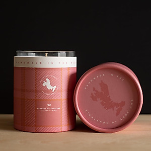 Machair Flowers Candle 100% Natural Soy Wax (Harebell, Gentian, Orchid and Bluebell) Elegant Tartan Packaging. Handmade in Scotland