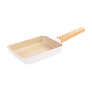 BEIJIALY Japanese Omelette Pan, Japanese Breakfast Pan, Rectangular Shaped Ceramic Coating Non Stick Pancake Egg Roll Frying Pan with Wood Handle