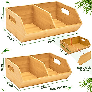 BYOA Official 2 Set Bamboo Storage Bins, Pantry Organizers and Storage, Kitchen Countertop Organization and Storage Basket for Produce, Onions, Potatoes, Garlic, Fruits, Vegetable and Bread