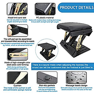 Adjustable Office Footrest with 4 Height Levels, Under-Desk Foot Rest with Massage Surface, Maximum Load 120 Pounds (Black)