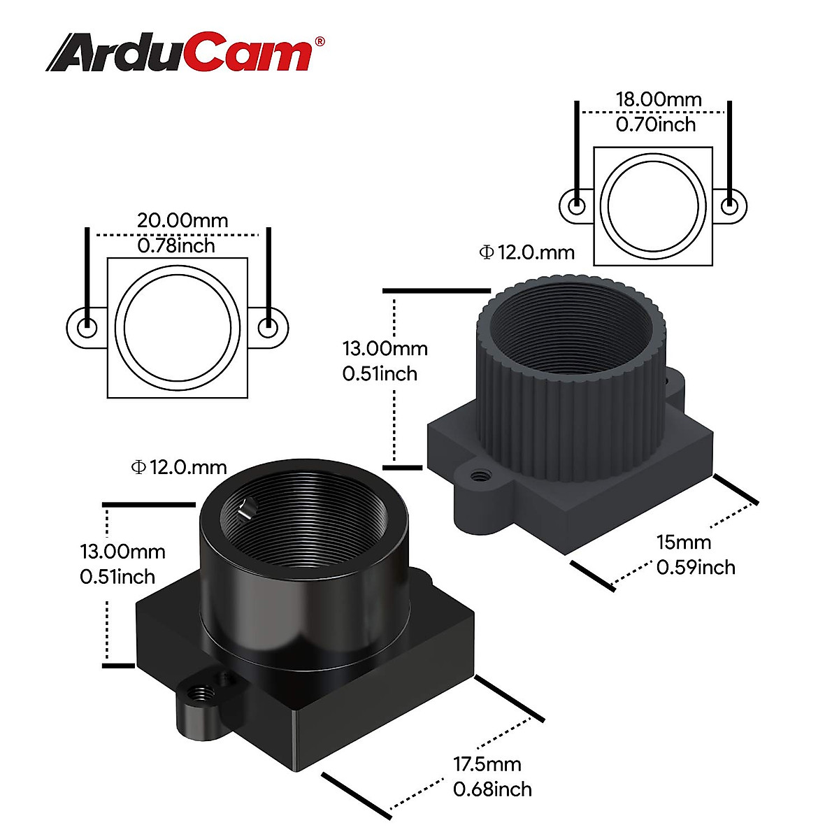 Arducam Ultra Wide Angle M12 Lens, 1/2.5" 1.7mm Focal Length Lens with Lens Holder for Arduino and Pi Camera, CCTV Security Camera