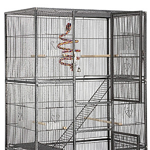Yaheetech 69-Inch Extra Large Wrought Iron 3 Levels Ferret Chinchilla Sugar Glider Squirrel Small Animal Cage with Cross Shelves and Ladders, Black
