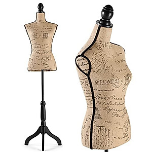 HAORUI Female Dress Form Mannequin Torso Height Adjustable Pinnable Mannequin Body with Sturdy Tripod Stand for Home Decor, Jewelry & Clothing Display (Brown)