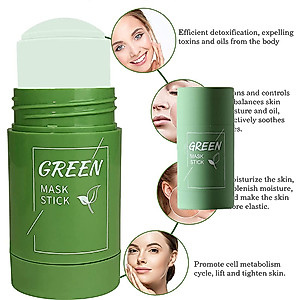Nenrte 2pcs Green Tea Deep Cleanse Mask Stick, Green Tea Blackhead Remover Stick, Removes Blackheads Green Mask Stick for All Skin Types