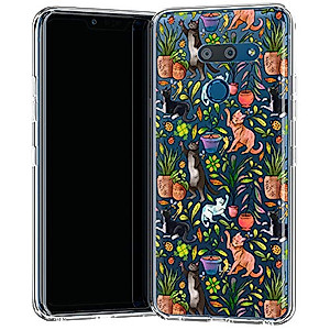 Loraw Slim TPU Phone Case Compatible with LG Velvet V60 V50 ThinQ 5G V40 V35 V30 Plus G7 G6 Funny Clear Houseplants Silicone Flexible Shockproof Ladybugs Durable Lightweight Cute Pets Cats
