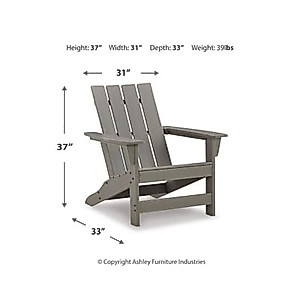 Signature Design by Ashley Visola Outdoor Patio HDPE Weather Resistant Adirondack Chair, Gray
