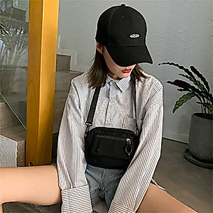 Large Shoulder Tote Tote Canvas Bag Color Women Shoulder Zipper Outdoor Casual Handbag Bag Satchel Men (Black, One Size)