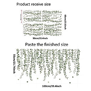 Prabahdak Eucalyptus Wall Stickers Green Leaves Vine Wall Decals Stickers Removable Peel and Stick Wall Art Decor for Sofa Background Living Office Room Baby Bedroom Kitchen Nursery Room Decorations