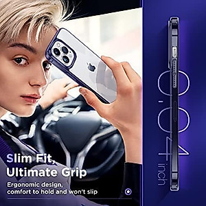 Simtect Ultra Clear Designed for iPhone 14 Pro Max Case [Non-Yellowing] [Strongly 10 FT Military Drop Protection] Slim Fit Yet Protective Shockproof Bumper with Airbag Case 6.7 Inch- Purple Edge