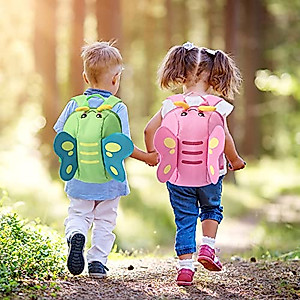 Clearlove Kids Backpack Lightweight School Backpack with Tulle Wings and Anti-lost Safety Rope Toddler Backpack for Teen Girls Boys（Pink Butterfly）