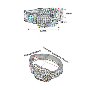 Alilang Silvery Tone Iridescent Clear Crystal Colored Rhinestones Belt Buckle Cuff Bracelet