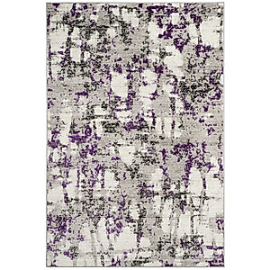 SAFAVIEH Skyler Collection Area Rug - 8' x 10', Grey & Purple, Modern Abstract Design, Non-Shedding & Easy Care, Ideal for High Traffic Areas in Living Room, Bedroom (SKY193R)