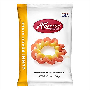 Albanese World's Best Gummi Peach Rings, 4.5lbs of Easter Candy, Great Easter Basket Stuffers