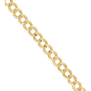 Olive & Chain Solid 10k Gold Curb Link Chain Bracelet for Men/Women, Yellow Gold, Hypoallergenic, Lobster Clasp Closure (6 mm, 8 Inch)