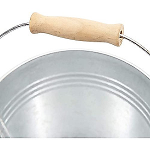 Six Galvanized Metal Buckets with Wooden Handles for Parties, Home Projects, and More (4.5 in; not to be Used as Water Buckets)