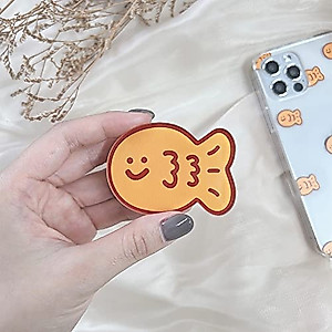 ONLYOU GRIPTOK Phone Grip Korean Grip Tok Taiyaki Design Funny Unique Cute Phone Stand Drop Prevention Just Stick On Custom Pair Women's (Brown)