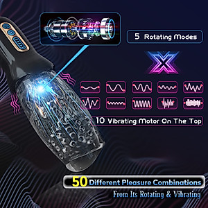 Automatic Blowjob Sex Machine Male Masturbator, YUKZEN Rotating Vibrating Hands Free Sex Toy Stroker Penis Vibrator, Masturbators Pocket Pussy for Pleasure Realistic