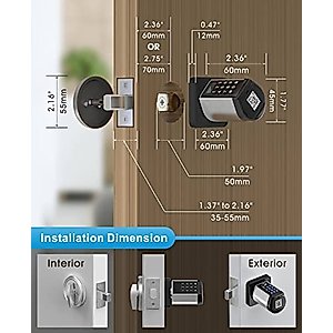 WELOCK Safer Keyless Entry Door Lock Deadbolt, Smart Bluetooth Locks Deadbolt Digital Electric Door Lock with Keypad APP Control IC Card Mechanical Key, Easy to Install