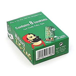 8 booklets x Zig Zag Green Cut Corners Regular size 70mm Multipack of papers