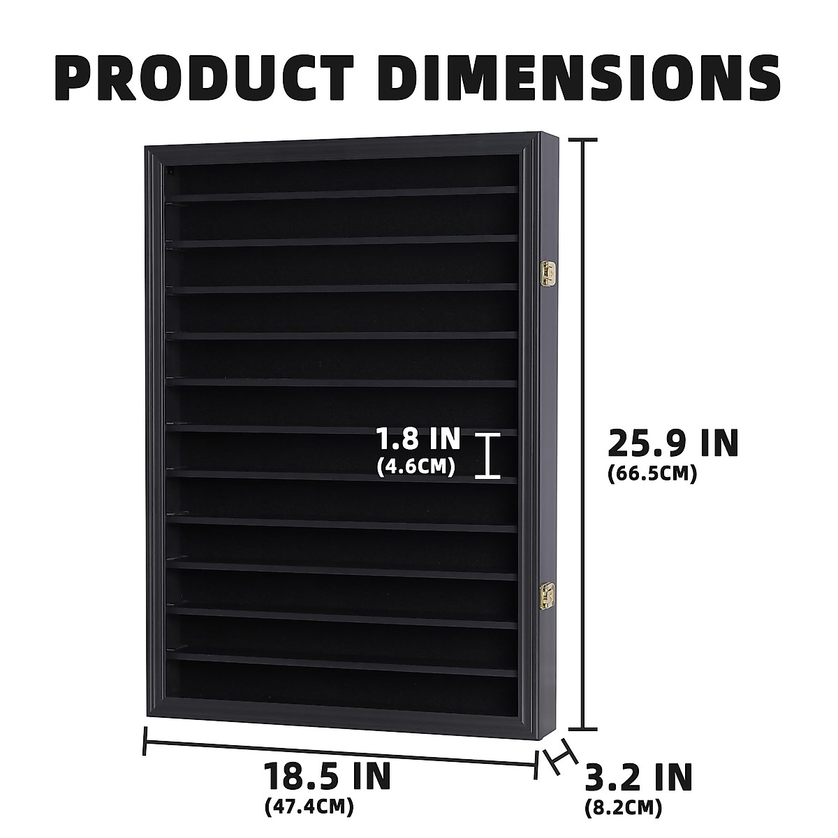 Hot Toy Cars Wheels Matchbox Model Cars Hot Display Case Cabinet UV Protection 1/64-1/43 Scale (Black Finish) 26.5 X 18.75 X 3.25 Inches