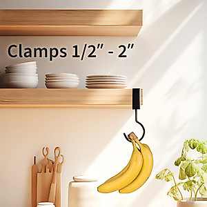 Adjustable Banana Holder for Cabinet, No Drilling No Gluing Metal Hanger for Home and Kitchen (1Pack)