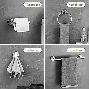 Hinmood Bathroom Hardware Set 10 Pieces, SUS 304 Stainless Steel, Includes 2 Packs 16 inch Towel Bar, 4 Packs Towel Hook, 2 Packs Towel Ring, 2 Packs Toilet Paper Holder