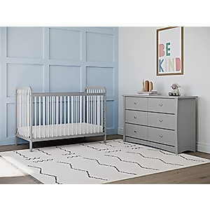 Storkcraft Crescent 6 Drawer Double Dresser (Pebble Gray) – GREENGUARD Gold Certified, For Nursery, Dresser, Kids Nursery Organizer, Chest of Drawers