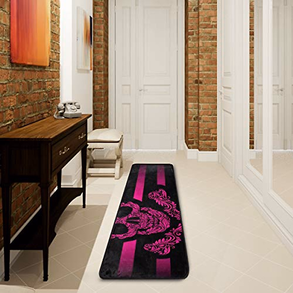 Doormat Area Rug Mat Runner Carpet Red Skull for Bedroom Front Door Kitchen Indoors Home Decoration 72*24inch