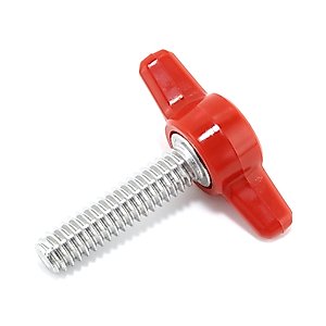 1/4"-20 x 1 Thumb Screw Stainless Steel - Red Tee Wing Plastic Knob - Standard/Coarse Thread Thumbscrew - Length: 1.000" - Proudly Built in USA - Package of (4)