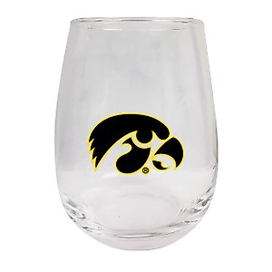 R and R Imports Iowa Hawkeyes 15 oz Stemless Wine Glass Officially Licensed Collegiate Product