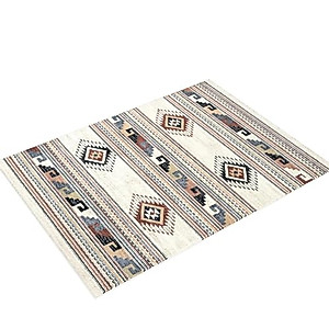 Abani Multicolor Southwestern Design Area Rug - Non-Shed Orange, Grey & Beige 7'9" x 10'2" (8x10) Tribal Pattern Dining Room Carpet Rugs