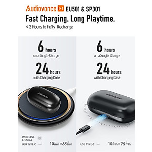 Audiovance 2 Sets Wireless Earbuds Bluetooth Headphones Ideal Gifts, Euphony 501 & Speed 301, 2 Sets Wireless Ear Buds for iPhone & Android (SPEU 501)