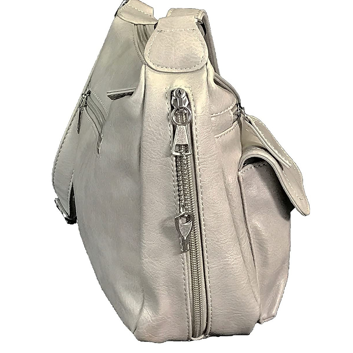 Zzfab Front Pockets side Locking Small Concealed Carry Purse CCW Crossbody Bag Grey