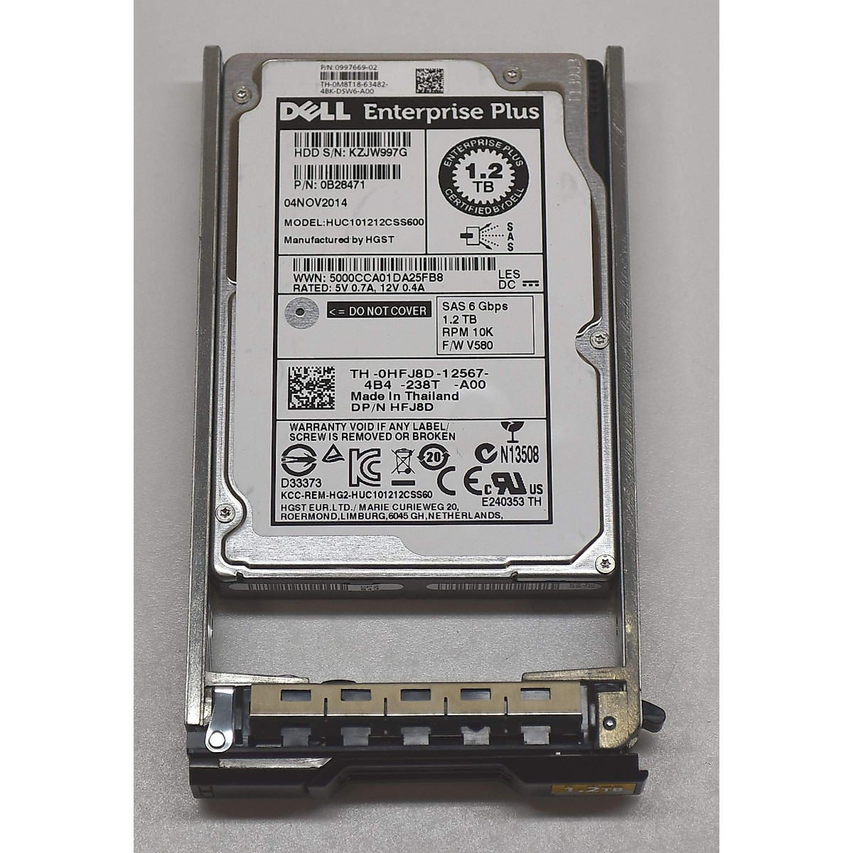 EqualLogic Dell 1.2TB 10K SAS Spare w/Tray HFJ8D 68V42 PS6100 PS6110 PS4100 PS4110 PS6210 PS4210 PS-M4110 (Certified Refurbished)