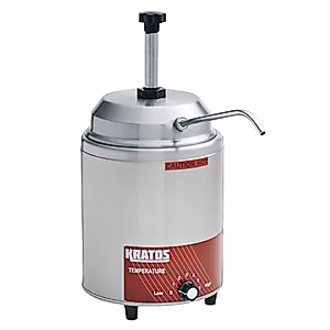 Kratos Commercial Electric Nacho Cheese Dispenser with Pump, 3.5 Quart Capacity. Accepts #10 Cans. Hot Topping Dispenser for Hot Fudge, Caramel, Cheese. 120V, 550 Watts (29M-009)