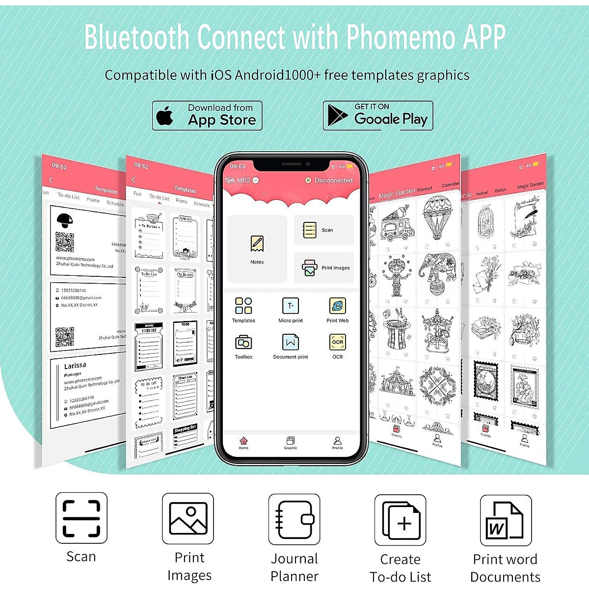 Phomemo Mini Printer, Print Pod Sticker Maker M02, Thermal Mini Sticker Printer with Bluetooth, Sticky Note Printer for Notes, Gifts, Journals, Planners, Scrapbooking, Gifts