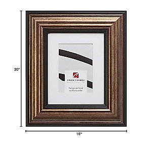 Craig Frames 21307201 16 x 20 Inch Aged Copper and Black Picture Frame Matted to Display a 11 x 14 Inch Photo